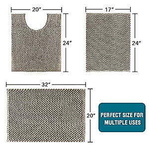 Turquoize 3 Pieces Bathroom Rugs Sets Non Slip Extra Absorbent Chenille Shaggy Bath Mat Set for Bathroom Floor with Toilet Rugs for Tub, Washable Shower Mat(17"x24"+20"x32"+20"x24"U-Shaped, Taupe)