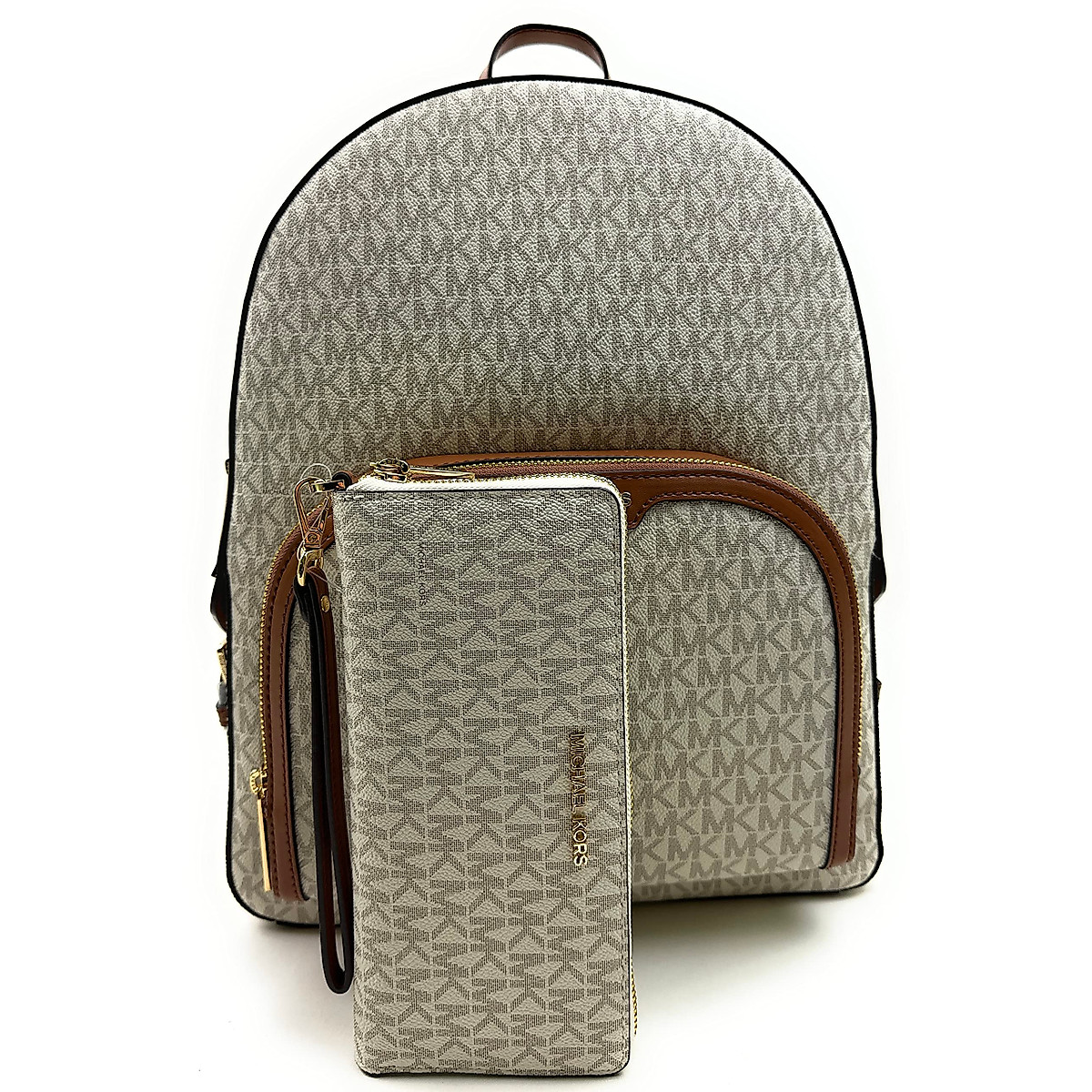 Michael Kors Jaycee Large Backpack School Bag Bundled JST Continental Wristlet Wallet