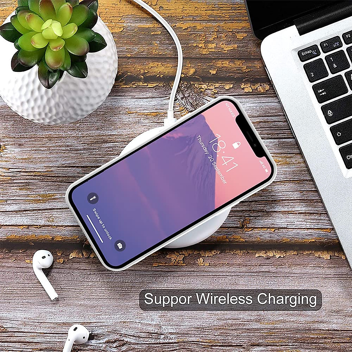 MZELQ Compatible with iPhone 13 Pro Max Case TPU Card Holder Wallet Cover,Camera Protection + Screen Protector Soft Card Slot Phone Case -White