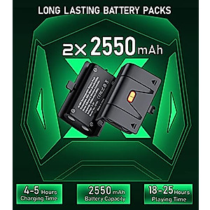 Controller Charger Station with 2x2550mAh Rechargeable Battery Packs for Xbox One/Series X|S Controller, Dual Charging Dock for Xbox One Controller Battery Pack with 4 Battery Covers for Xbox