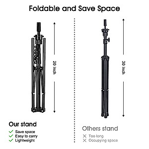 MEIBR Foldable Wig Stand Tripod, Mannequin Head Stand Frosted Material, Adjustable Tripod for Mannequin Head Holder for Cosmetology Hairdressing Training