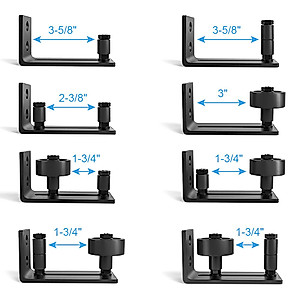 ZEKOO Sliding Barn Door Floor Guide, 8 Setup Options, Adjustable Stay Roller Guide, Black Wall Mounted Barn Door Hardware for Flush Bottom