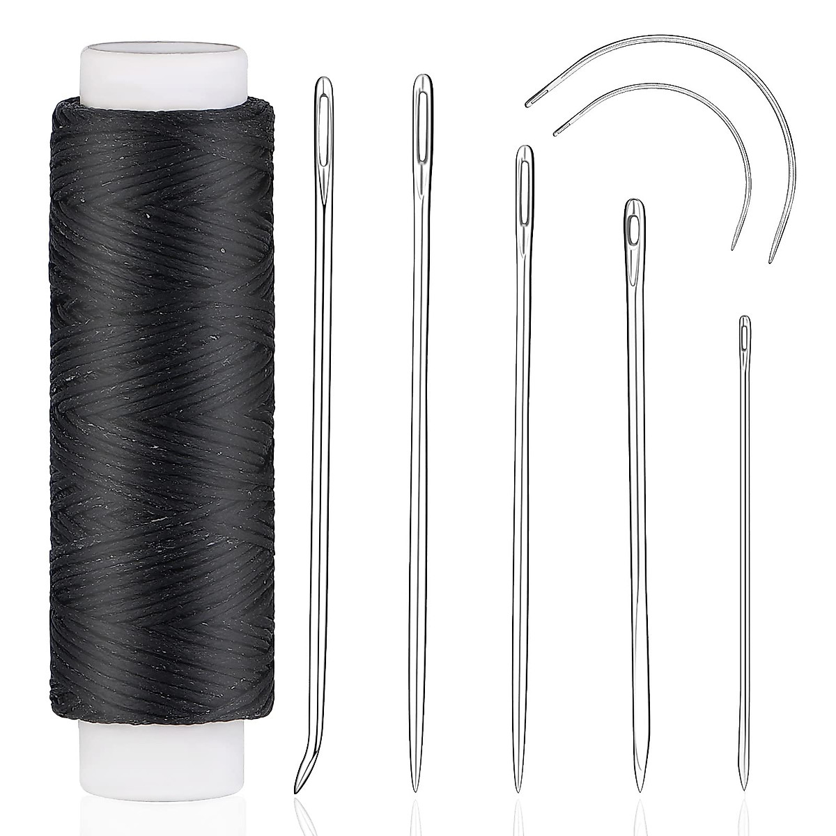 Waxed Thread 32 Yards, Leather Sewing Waxed Thread with Hand Sewing Needles, Leather Sewing Thread Set for Home Upholstery Carpet Leather Canvas Repair and Sewing
