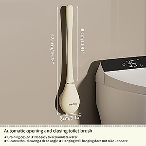 Wall Mountable Toilet Brush Long Handled Bathroom Cleaner With Flexible Silicone Brush Head Bathroom Toilet Brush Set Orange Toilet Brush Blue Toilet Brush White Toilet Brush Adhesive Hook For Toilet