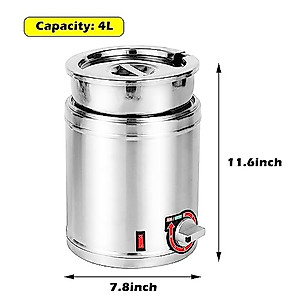 HORESTKIT Compact Stainless Steel Cheese Warmer, Hot Fudge Warmer 4.2Qt Hot Fudge Dispenser, No Pump, Commercial 200W Sauce Dispenser, Ideal for Cheese, Caramel, and More