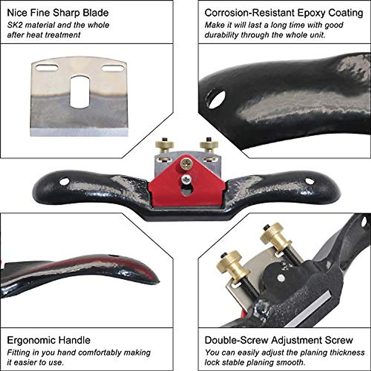 boeray 2pcs Adjustable SpokeShave with Flat Base, 6pcs Metal Blade and 1pcs Portable Woodworking Planes Wood Working Hand Tool Perfect for Wood Craft, Wood Craver, Wood Working