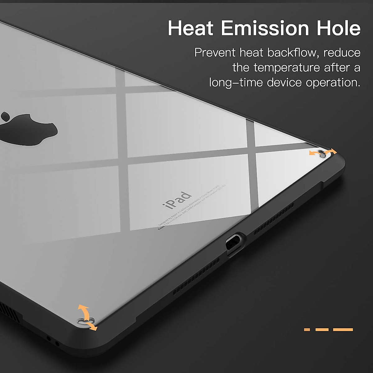 TiMOVO Case for New iPad 9th Generation 2021/8th Gen 2020/7th Gen 2019, Ultra Slim Lightweight Shock Absorbant Flexible TPU Air-Pillow Edge Protective Clear Case for iPad 10.2" case, Black