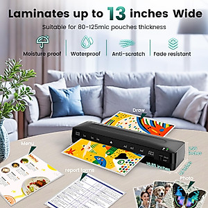 Laminator Machine A3 Laminating Machine - 13 Inches Cold and Thermal Laminator with 30 Laminating Sheets, 5-in-1 Lamination Machine with Paper Trimmer and Corner Rounder for Home Office School Use