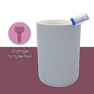 4-Piece Ceramic Bathroom Set (Grey) Contemporary Design Bathroom Accessory Sets with Rubberized Coating Bath Accessories for Bathroom