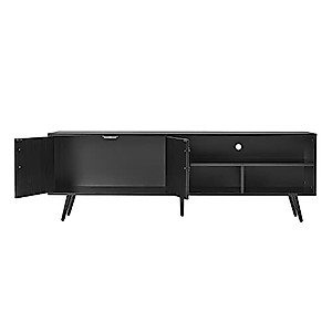 Panana 62.99" TV Stand Television Stands TV Console Unit with 3 Open Cubby and 2 Doors Big Storage Cabinets for Living Room Bedroom for TVs up to 70 Inches (Black 2 Doors + 3 Open Shelves)