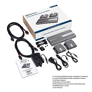 Cable Matters 4K 1x2 HDMI Extender Splitter (4K HDMI Over Ethernet Extender Kit) for 1-to-2 Setups – Supports 4K up to 131 Feet / 1080p up to 230 Feet