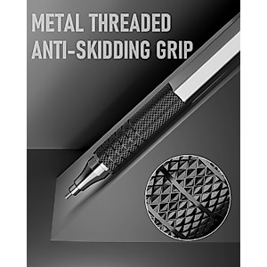 Four Candies 0.9mm Mechanical Pencil Set with Case, 3PCS Metal Artist Lead Pencil with 8 Tubes (480PCS) HB Lead Refills, 3 Erasers, 9 Eraser Refills For Engineer Art Writing Drafting, Black