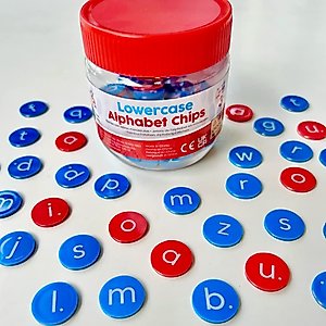 hand2mind Lowercase Alphabet Chips, Toddler Learning Letters for Spelling, Learn to Spell for Kids, Reading Tools for Kids, Science of Reading Manipulatives, Teaching Supplies Kindergarten