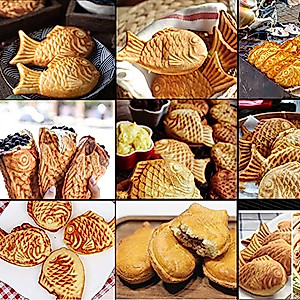 SRMNFADZ Japanese Fish Shaped Waffle Maker, Commercial Electric Non Stick Taiyaki Waffle Machine, Electric Cake Pan Bread Maker for Party Cafe Tea Shop