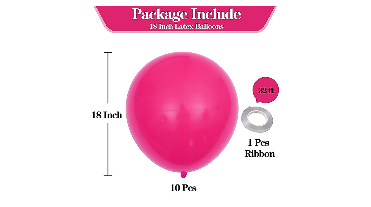 Vibrant 18-Inch Hot Pink Balloons for Parties & Events
