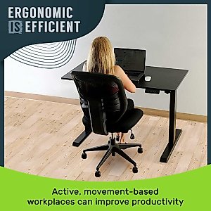 TechOrbits Electric Standing Desk Tabletop - 47 Inch Motorized Workstation Two Leg Frame Stand Up Desk with Memory Settings and Telescopic Sit-Stand Height Adjustment Black