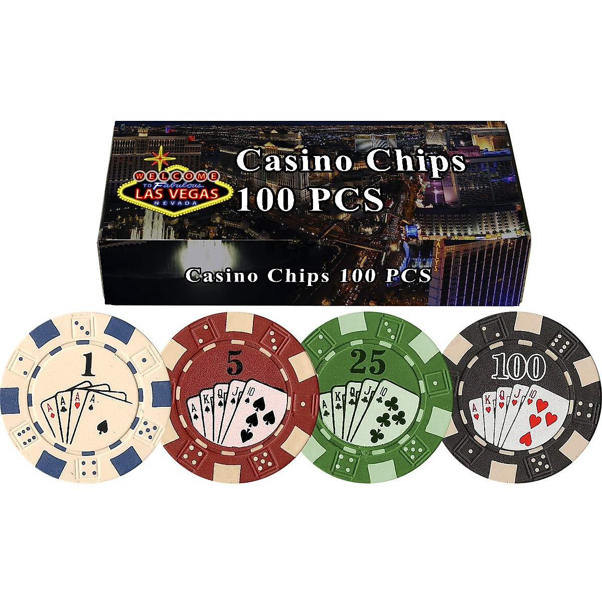 DA VINCI 100 11.5 Gram Poker Chips in Las Vegas Gift Box (Straight Flush)