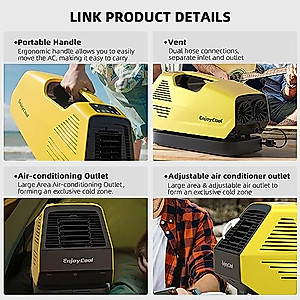 EnjoyCool Portable Air Conditioner,2380BTU Camping Air Conditioner, Dual Hose System AC Outdoor Air Conditioner,240W Low Power Consumption Portable AC for Camping Tent, RVs, Travel, Truck and Fishing