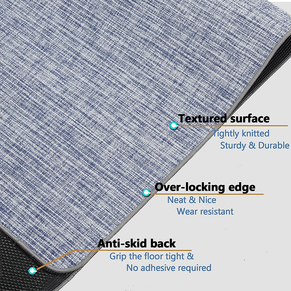 RccugmatS Chair Mat for Hardwood & Tile Floor, 36" x 48" Heavy Duty Office Chair Mat for Rolling Chairs, Anti Slip, Non-Curve, Floor Protector for Home Office, Blue White