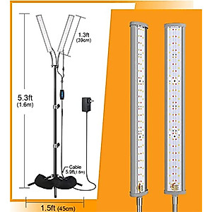 DOMMIA LED Grow Lights, 3 Modes Grow Lights for Indoor Plants Full Spectrum with 60" Adjustable Tripod Stand,180 LED Plant Grow Light with Stand 6/10/12 Timer Dimmable Grow Light Strip for Tall Plants