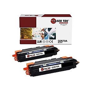 Laser Tek Services Compatible Toner Cartridge Replacement for HP 308A Q2670A Works with HP Color Laserjet 3500 3500n 3550 3550n Printers (Black, 2 Pack) - 6,000 Pages