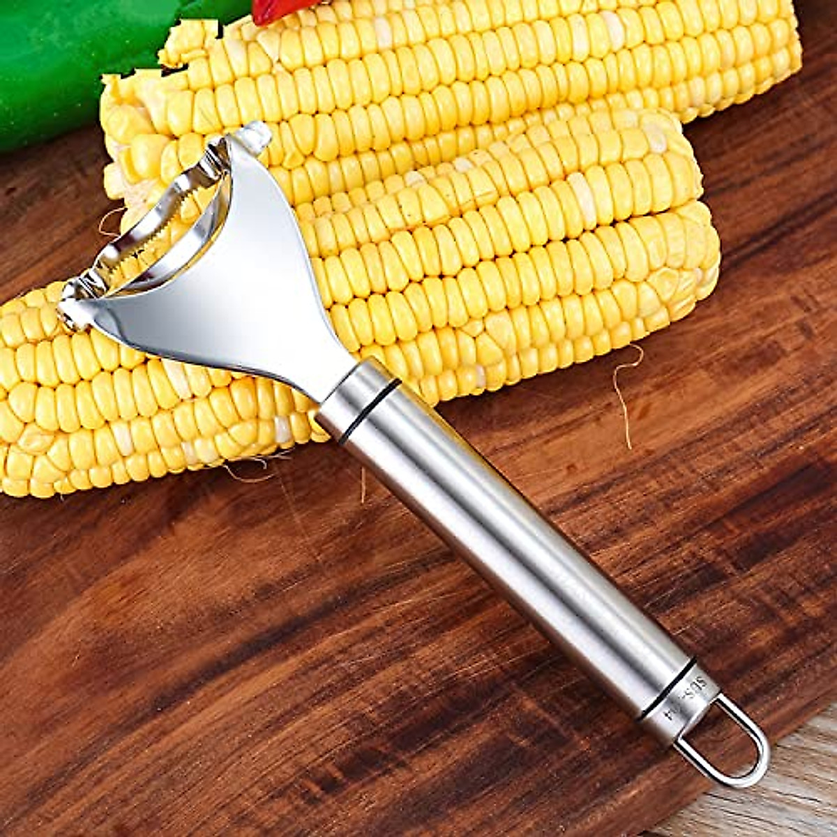 Stainless Steel Corn Peeler, ​Magic Corn Cob Stripper Tool - Corn Peeler for Corn On The Cob, Removes Kernels From Corn Cobs In Seconds, Kitchen Gadget (Set of 2)
