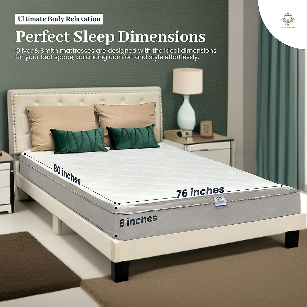 Aylas Furniture King Size Mattress- 8 Inch Hybrid King Mattress with High Density & Comfort Cold Foam with Continuous Coil Bonnell Springs - Eco-Friendly, Breathable King Bed Mattress Medium Firmness