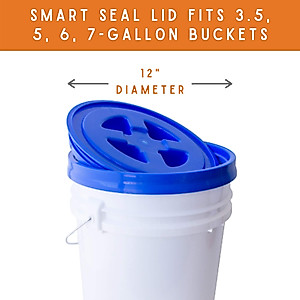 Smart Seal Replacement Lid - 10 Pk, Multi Color - Easy Screw On Container Lid for 3.5,5,6 & 7 Gallon Buckets - Food Grade, Industrial, Storage, Wood Pellets, Cat & Dog Food, More