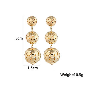 coadipress Disco Ball Earrings for Women Creative 60's or 70's Gold Silver Plated Disco Mirror Ball Earrings Costume Accessories for Halloween Party Personal Decoration (Gold Ball)