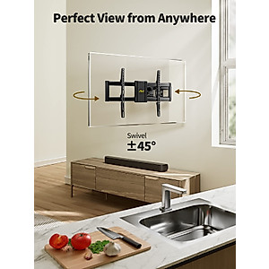 AM alphamount Full Motion TV Wall Mount for Most 37-75 Inch TVs up to 100 lbs, Swivel TV Mount with Dual Articulating Arms, Wall Mount TV Bracket Max VESA 600x400mm, Fits 16″ Wood Studs, APLF6