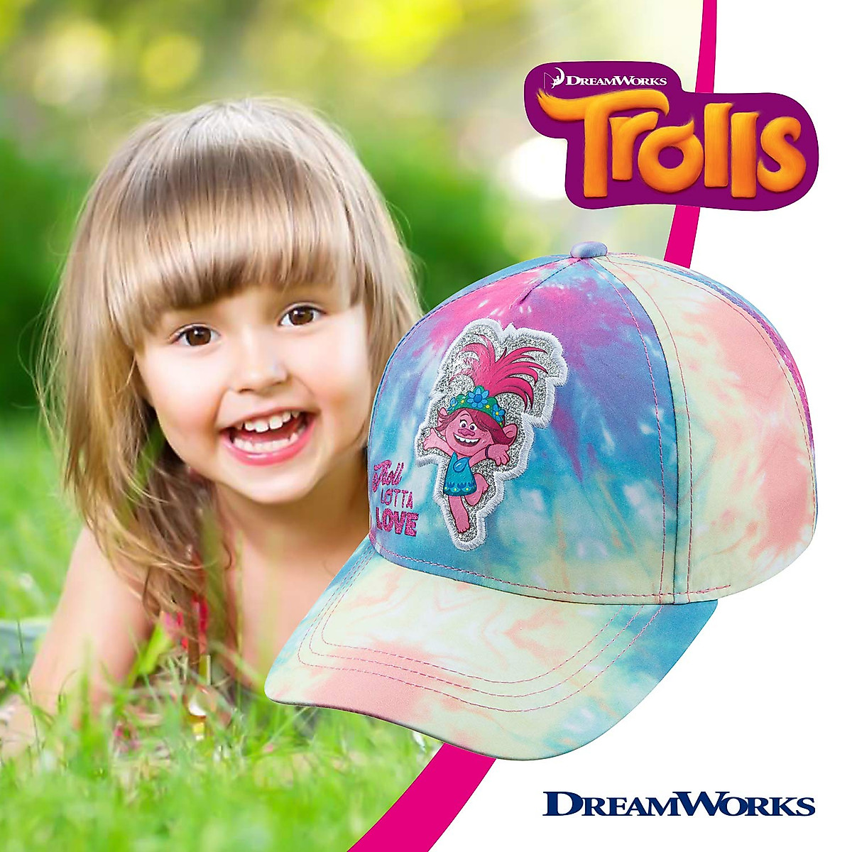 DreamWorks Girls Trolls Poppy Baseball Cap - Age 4-7 Pink
