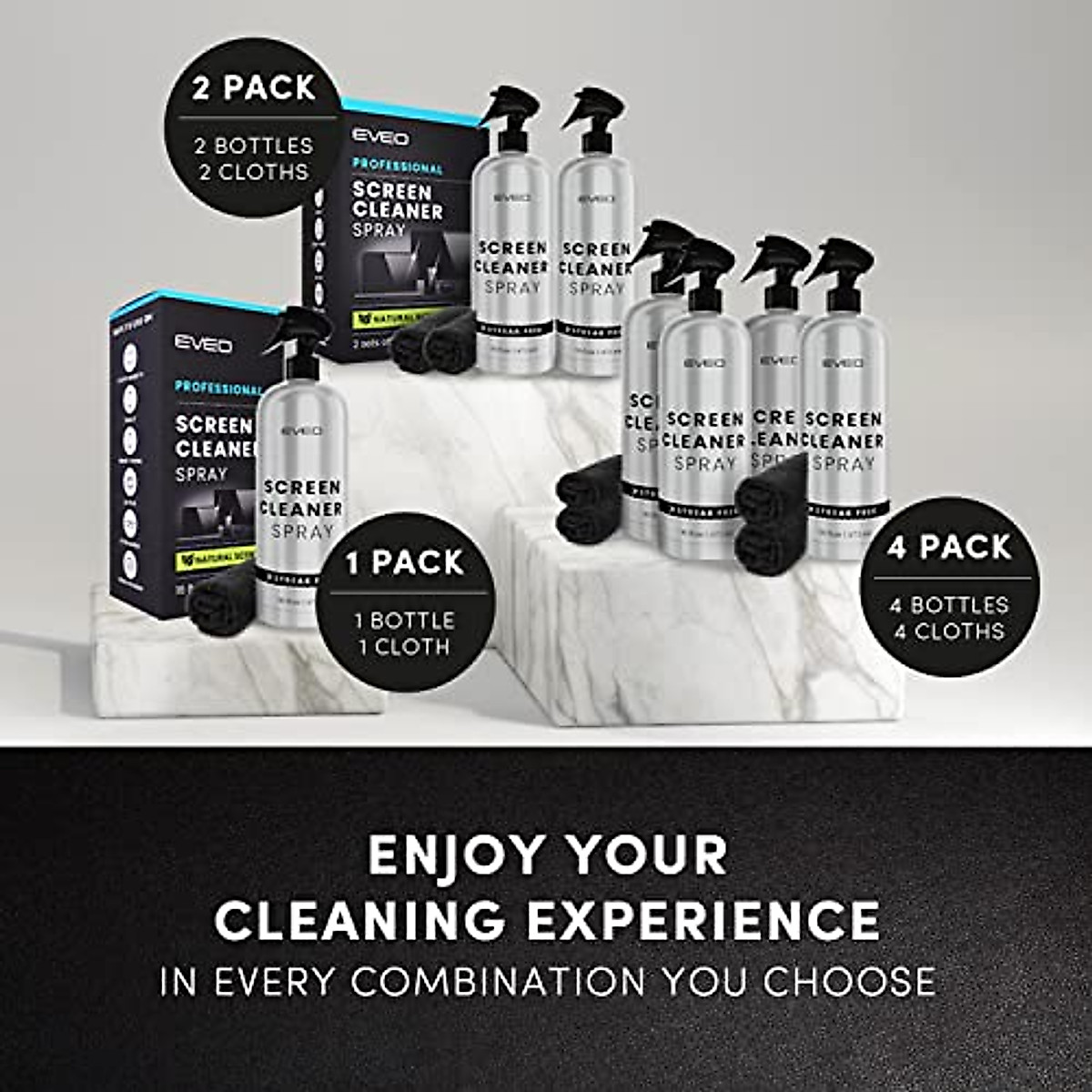 Screen Cleaner PRO Spray (16oz x 2 Pack) - for TV Screen Cleaner, Computer Screen Cleaner Laptop, Phone, Ipad - Computer Cleaning kit Electronic Cleaner - HQ Microfiber Cloth Included, Large Bottle