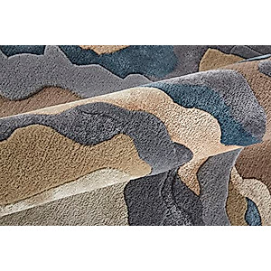 Feizy Serrano Modern Viscose Rug, Beige/Blue, 8' x 10' Area Rug