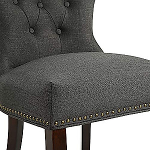 DAGONHIL Fabric Dining Chairs Set of 2, Tufted Dining Room Chairs,Upholstered Solid Wood Accent Chairs with Nail Heads and Buttons for Living Room,Charcoal Gray