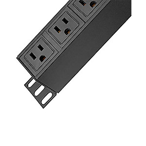 KMC 6-Outlet Metal Power Strip Surge Protector, Metal Mounting Brackets, 6 Foot Extension Cord, 1800 Joules, 125V/15A, Black