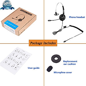 Arama Yealink Phone Headset with Microphone Noise Cancelling, RJ9 Office Telephone Headsets Compatible with Yealink T20P T21P T26P T23G T46G T48G T42S T46S Avaya 1608 9608 9611 Grandstream (A200Y1)