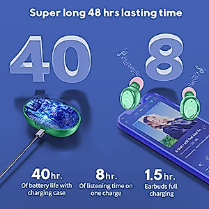 Bluetooth Earbuds,Kurdene S8 Wireless Earbuds 48H Playtime Call Noise Cancelling IPX8 Waterproof Ear Buds Deep Bass Earphones with Microphone in-Ear Stereo Headphones for Work,Sport,Running