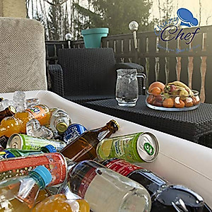 Inflatable Pool Table Serving Bar - Large Buffet Tray Server with Drain Plug - Keep Your Salads & Beverages Ice Cold - for Parties Indoor & Outdoor use Bar Party Accessories (White)