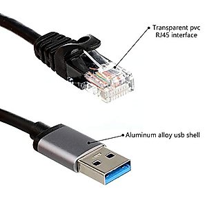 Moyina USB3.0 to RJ45 Gigabit Ethernet Network Cable for Switch, Router, Gateway, Modem with MacBook,Windows, Chromebook,Surface Pro, Linux