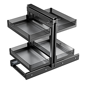 FYFUSATC Kitchen Blind Corner Pull Out Shelf with 4 Shelf Tray Baskets Hidden Pull Out Blind Corner Cabinet Organizer Heavy Duty Blind Corner Storage Cans Pots for Left or Right Blind Corner Cabinet