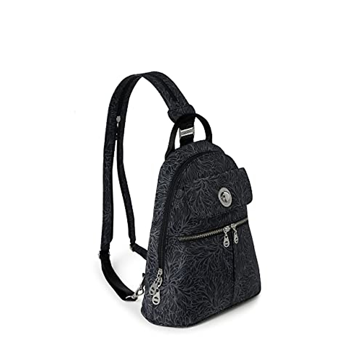 Baggallini Naples Convertible Small Daypack Sling Crossbody, Midnight Blossom