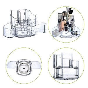 Homhope 360 Rotating Makeup Organizer, Acrylic Cosmetic Storage Display Case,Bathroom Counter Organizer,Skin Care Rack for Vanity,Clear Holder for Makeup Brush,Lipstick