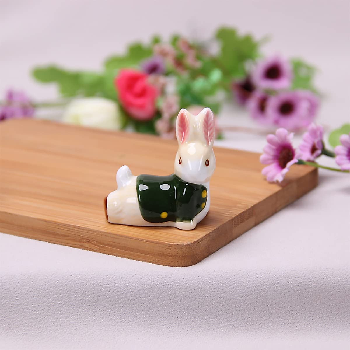 WAIT FLY WAIT FLY Cute Animals Shape Chopsticks Rest Set Spoon Stand Rest Set for Knife Fork Holder-Rabbits-6 PCS