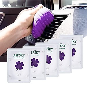 ASFSKY Car Putty Car Cleaning Gel Car Cleaning Putty Car Gel Cleaner Car Slime for Car Dust Cleaner Keyboard Dust Cleaning Gel 5 Pack (Purple)