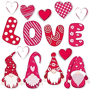 NBjiuyin 48 Pieces Valentine's Day Lovely Gnome Cutouts with Glue Point Dots Cartoon Assorted Lovely Accents Cutouts for Bulletin Board Classroom Decoration Mother's Day Party Supplies (Valentine)