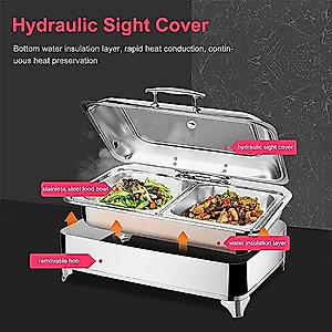 9L Electric Buffet Warmer, Chafing Dish Buffet with Heating Tray, Electric Buffet Warmer for Buffet Food Warmer, Buffet Server