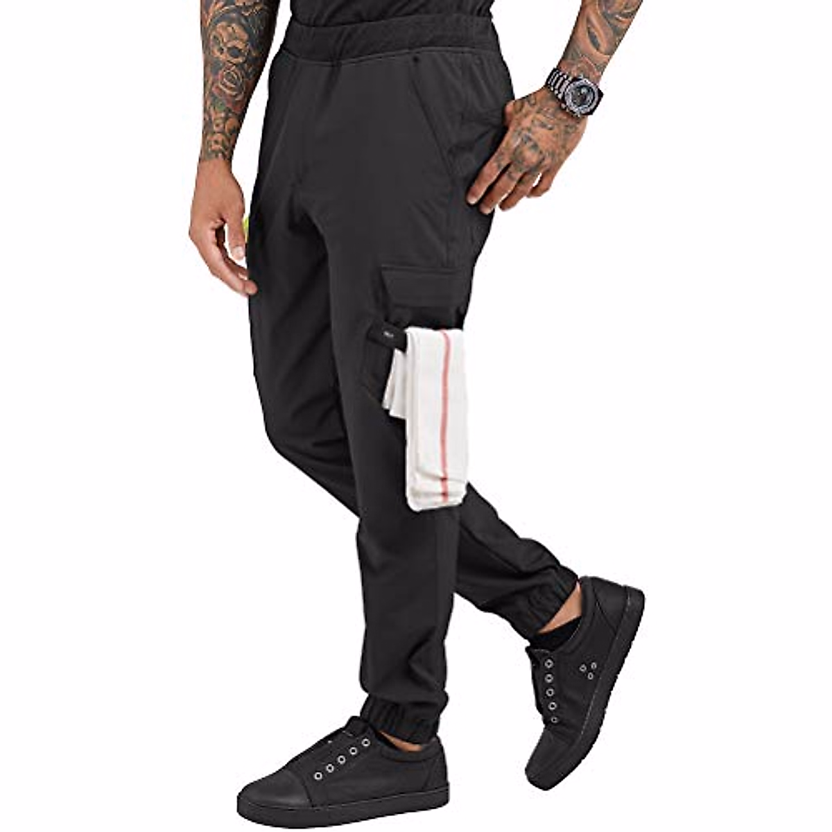 Men's Performance Stretch Jogger Chef Pant (Black, Medium)