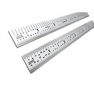 Shinwa 6" 5R Narrow and Flexible (.500 wide x .020 thick) Zero Glare Satin Chrome Stainless Steel 5R Machinist Engineer Ruler/Rule with Graduations in 1/64, 1/32, 1/10, 1/100 Model H-3102A