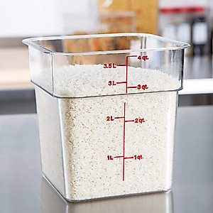 Lumintrail Cambro Polycarbonate Square 2 Quart and 4 Quart Clear Food Storage Containers, with 2 Kelly Green Lids, Bundle with a Measuring Spoon Set