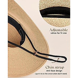 Sun Straw Hat Wide Brim UPF 50 Summer Foldable Roll up Floppy Beach Hats for Women